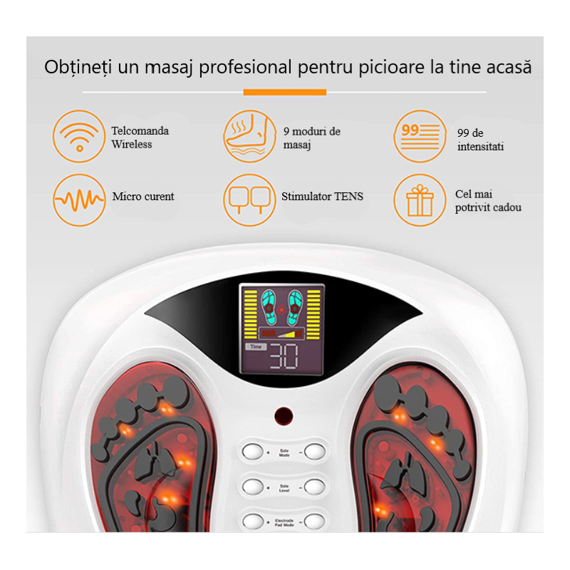 Aparat De Masaj Cincom CM-037F pentru picioare, stimulator TENS, 10 moduri, 99 intensitati